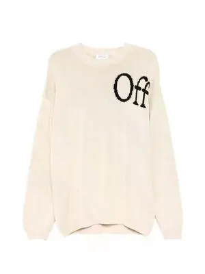 Off-White Logo-print Round Neck Jumper - Neutrals