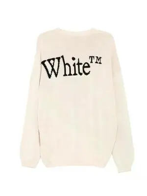 Off-White Logo-print Round Neck Jumper - Neutrals