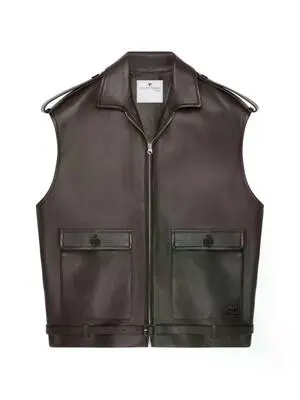 COURREGES Front-zip Belted Gilet - Brown