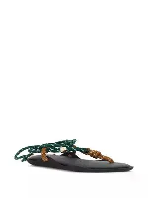 Flowze Twin Rope-detail Lace-up Sandals - Green