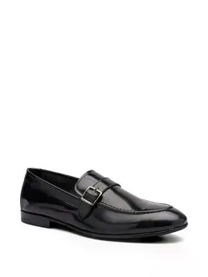 FRAU Polished Buckle-strap Loafers - Black