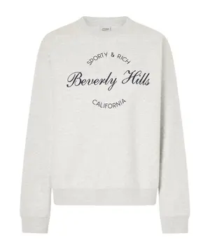 SPORTY & RICH Beverly Script Cotton Sweatshirt - Gray