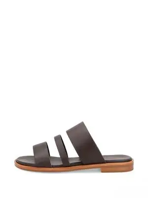 FRAU Triple-strap Leather Sliders - Brown