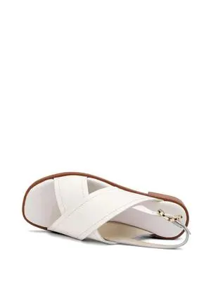 FRAU Crossover Strap Leather Sandals - White