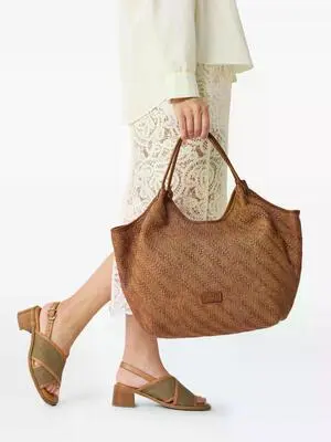 FRAU Woven Diagonal-stripe Tote Bag - Brown