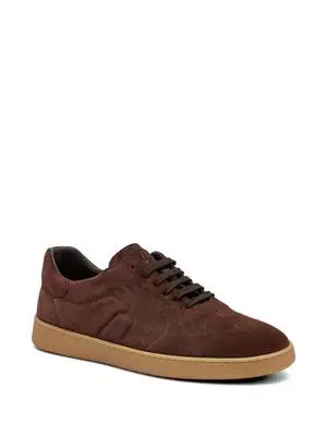 FRAU Top-stitching Suede Sneakers - Brown