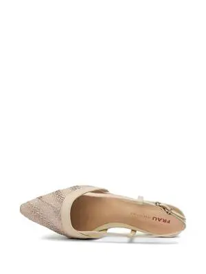 FRAU Herringbone Raffia Slingback Pumps - Neutrals