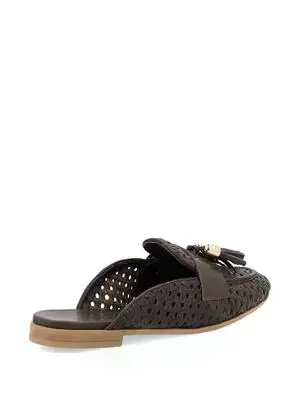 FRAU Woven Tassel Mules - Brown