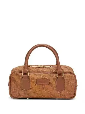 FRAU Boston Woven Raffia Tote - Brown