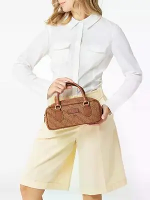 FRAU Boston Woven Raffia Tote - Brown