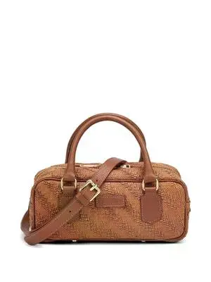 FRAU Boston Woven Raffia Tote - Brown