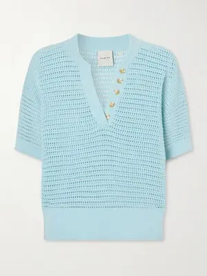 Varley Callie Open-knit Cotton Top