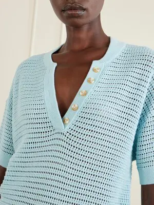 Varley Callie Open-knit Cotton Top