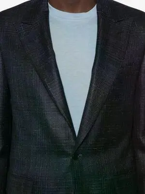 Canali Check-pattern Single-breasted Blazer - Blue