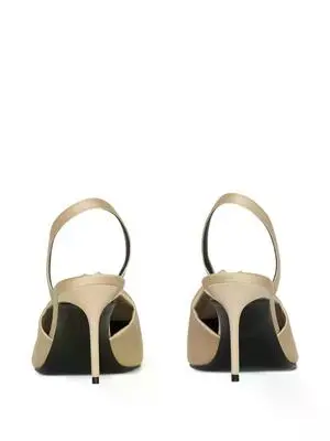 Balmain Cotton Gabardine Slingbacks With Piercing - Neutrals