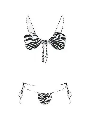 Attico Zebra Print Bikini - White