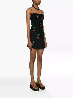 LESLIE AMON Sequin-embellished Cherry-motif Mini Dress - Black