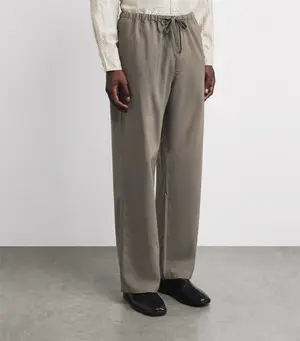 FRAME Wool Easy Wide-leg Trousers