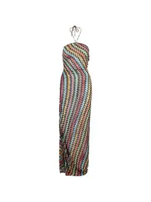 Missoni Long Cover-up In Lamé Viscose With Micro Zigzag Pattern