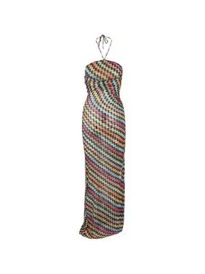 Missoni Long Cover-up In Lamé Viscose With Micro Zigzag Pattern