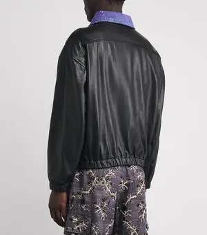 KARTIK RESEARCH Leather Kantha Bomber Jacket