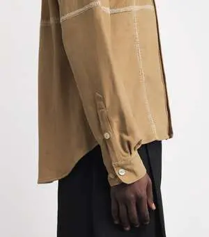 KARTIK RESEARCH Suede Contrast-stitch Shirt