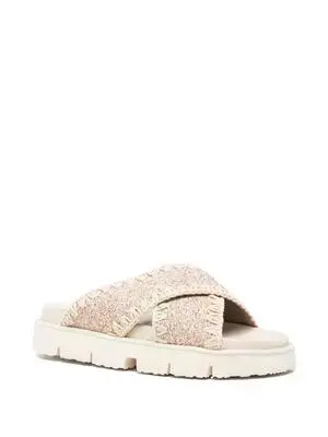 Mou Crochet-trim Crossover-strap Sandals
