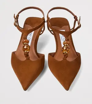 JIMMY CHOO Lauri 50 Suede Slingback Pumps - Brown