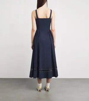 Maje Embroidered Cotton-blend Midi Dress