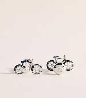BABETTE WASSERMAN LONDON Rhodium-plated Bicycle Cufflinks - Silver