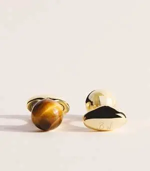 BABETTE WASSERMAN LONDON Chakra Power Orb Tigers Eye Cufflinks - Brown