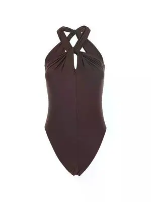 Federica Tosi Halterneck One-piece Swimsuit - Brown