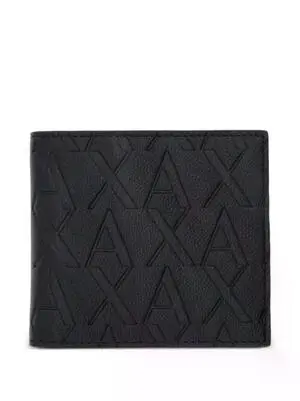 Armani Exchange Monogram-embossed Bi-fold Wallet - Black