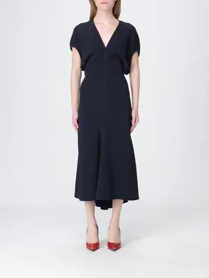 Victoria Beckham Midi Dress In Crêpe - Blue