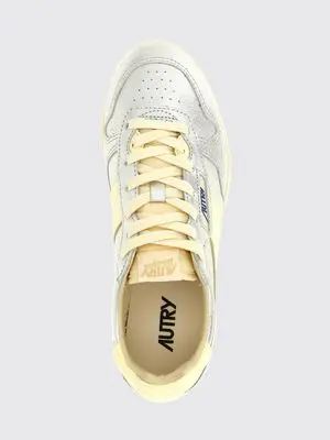 AUTRY Windspin Laminated Leather Sneakers - Silver