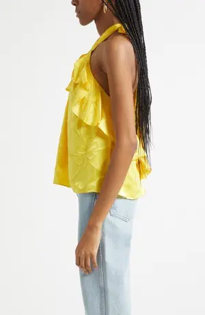 Ramy Brook Burnout Talia Halter Top - Sunshine Burnout