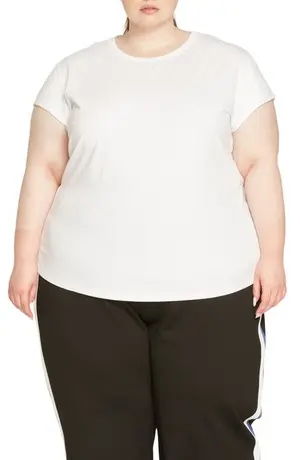 Universal Standard Ashley Cap-Sleeve Cotton T-Shirt White