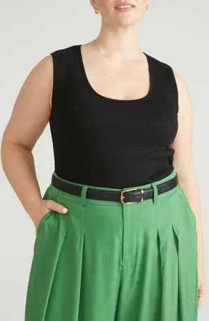 Universal Standard Ribbed Scoop Neck Tank - Black