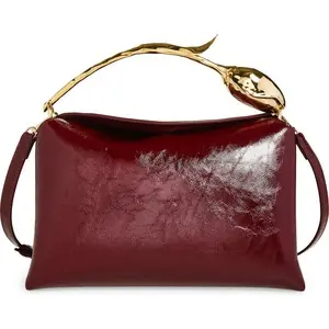 Erdem Medium Bloom Leather Handbag - Ruby Red