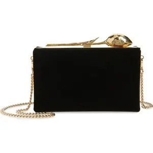 Erdem Bloom Velvet Clutch - Black