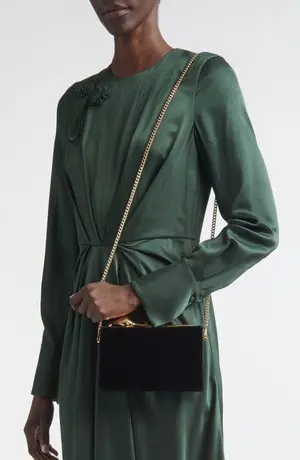 Erdem Bloom Velvet Clutch - Black