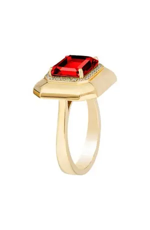Goshwara Emerald-cut Semiprecious Stone Ring - Red