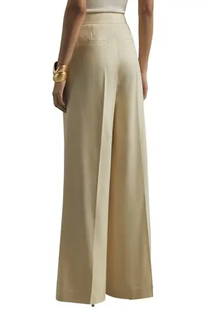 REISS Anya Wide Leg Silk & Wool Pants