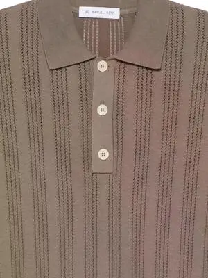 MANUEL RITZ Perforated Ribbed-knit Polo Shirt