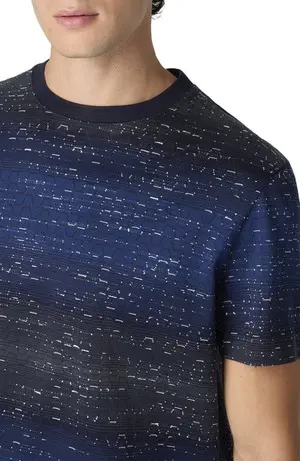 Missoni Crew-neck Cotton T-shirt With Jacquard Greek Motif - Blue Multi