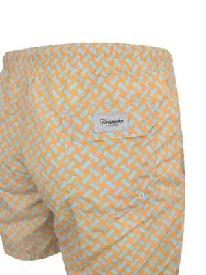 DRUMOHR Geometric Print Drawstring Shorts - Orange