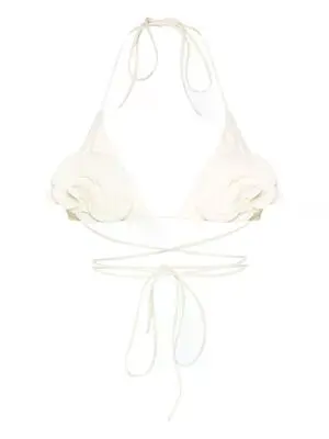 Magda Butrym Floral-appliqué Bikini Top - Neutrals