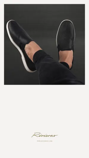 Rivieras Diamond Punched Leatherette Slip-on Loafer