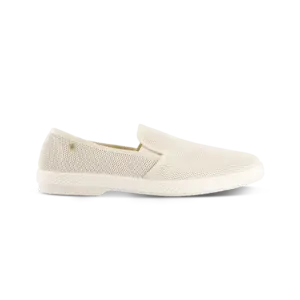 Rivieras Diamond Punched Leatherette Slip-on Loafer - Ecru