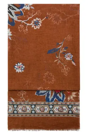 Mango Floral Print Scarf - Burnt Orange